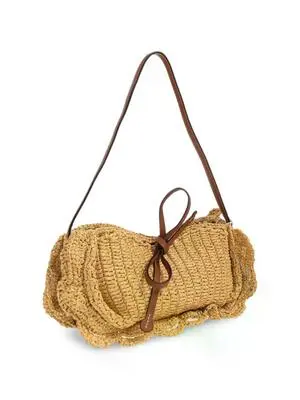 Ulla Johnson Marina Ruffled Raffia Shoulder Bag