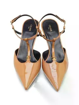 Celine Triomphe Patent T-bar Pumps