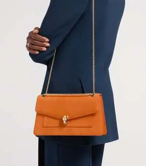 BVLGARI Suede Serpenti Forever Top-handle Bag