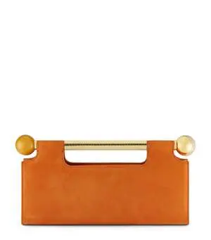 BVLGARI Nubuck Leather Tubogas Spheres Clutch Bag - Orange