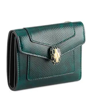 BVLGARI Leather Serpenti Forever Compact Wallet - Green