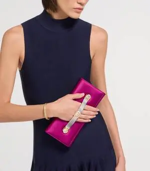 BVLGARI Satin Tubogas Evening Clutch Bag