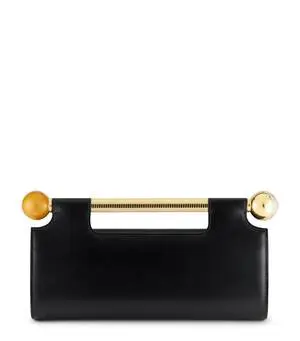 BVLGARI Leather Tubogas Sphere Clutch Bag - Black
