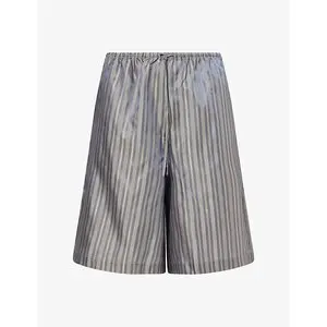 REFORMATION Sandy Striped Satin Shorts - Graphite