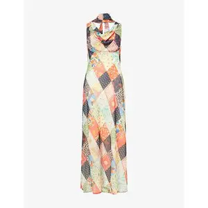 NEVER FULLY DRESSED Sophie Cowl-neck Woven Maxi Dress - Multi
