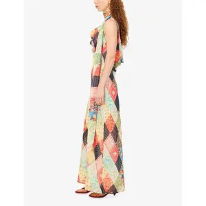 NEVER FULLY DRESSED Sophie Cowl-neck Woven Maxi Dress