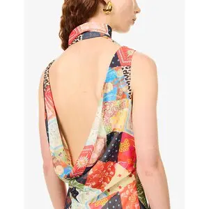 NEVER FULLY DRESSED Sophie Cowl-neck Woven Maxi Dress