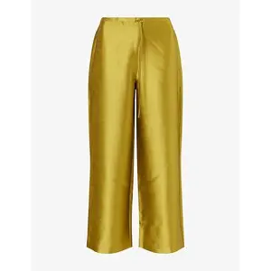 REFORMATION Olina Cropped Woven Trousers - Chartreuse