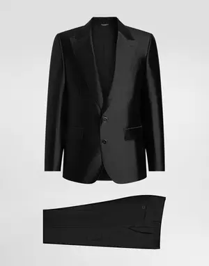 Dolce & Gabbana Double-breasted Mikado Shantung Silk Suit Suits And Blazers Silk - Black