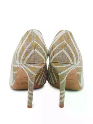 JIMMY CHOO Geometric-print Canvas Pointed-toe Pumps