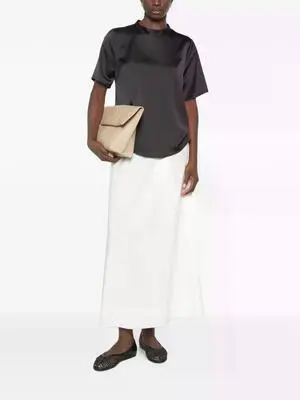Imperial Satin-finish Short-sleeve Blouse