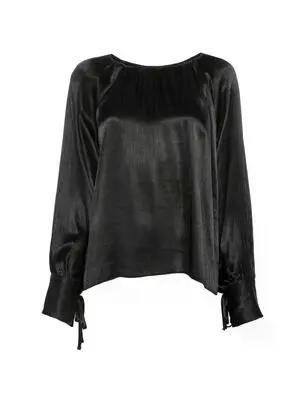 Dixie Satin-finish Tie-cuff Top - Black