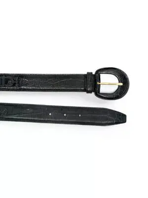 FERRAGAMO Crocodile-effect Buckle Belt - Blue