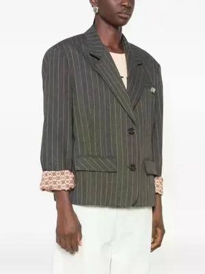 Dixie Pinstripe Print Crystal-embellished Blazer