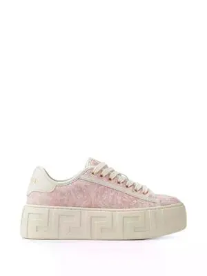 Versace Greca Jacquard Canvas Platform Sneakers - Pink