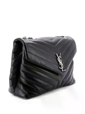 Saint Laurent Loulou Matelasse Chevron Leather Medium Shoulder Bag - Black