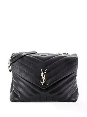 Saint Laurent Loulou Matelasse Chevron Leather Medium Shoulder Bag - Black