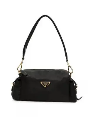 Prada Logo-plaque Shoulder Bag - Black