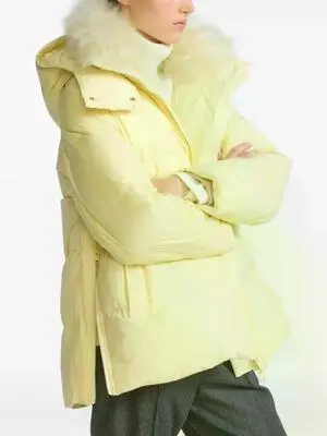 YVES SALOMON Shearling-trim Quilted Coat - Yellow