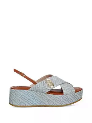 Liu Jo Monogram-pattern Platform Sandals - Blue