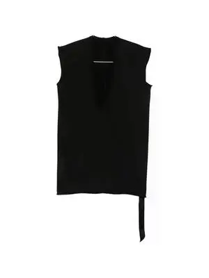 Rick Owens Cotton Deep V-neck Sleeveless T-shirt - Black