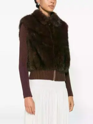 Source Unknown Faux-fur Ribbed-knit Cardigan