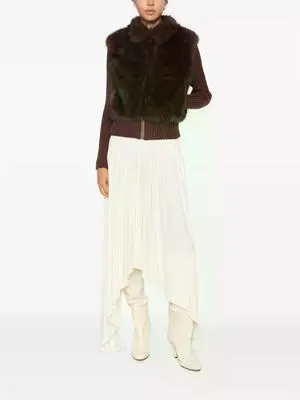 Source Unknown Faux-fur Ribbed-knit Cardigan