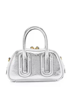 Marc Jacobs Babe Mini Top-handle In Metallic Leather - Silver