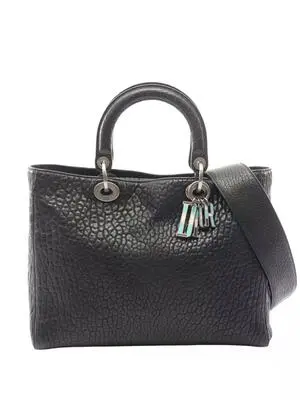 Dior 2010-2026 Medium Pebbled Calfskin Diorissimo Satchel - Black