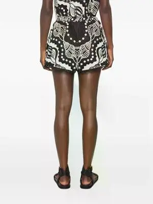 Farm Rio Scallop-edge Seashell-print Shorts