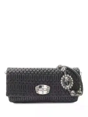 Miu Miu 2010-2026 Matelasse Nappa Crystal Chain Satchel - Black