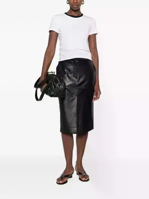 P.a.r.o.s.h Panelled Leather Midi Skirt