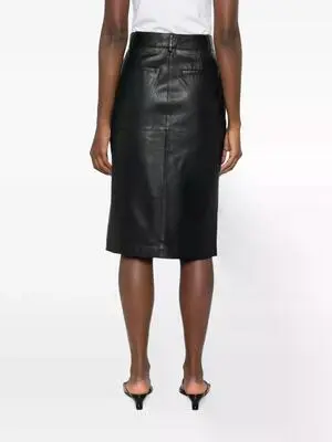 P.a.r.o.s.h Panelled Leather Midi Skirt