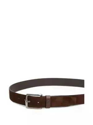 Tommy Hilfiger Suede Logo-plaque Belt - Brown