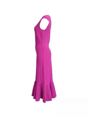 Herve Leger Bridget Ribbed Pleated Midi Dress