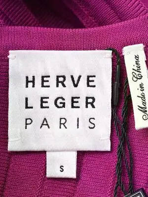 Herve Leger Bridget Ribbed Pleated Midi Dress