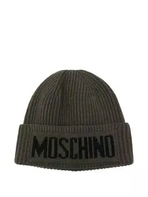 Moschino Logo-intarsia Ribbed-knit Beanie Hat - Green