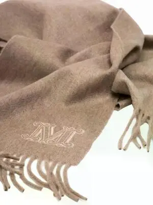 Max Mara Logo-embroidered Fringed Scarf