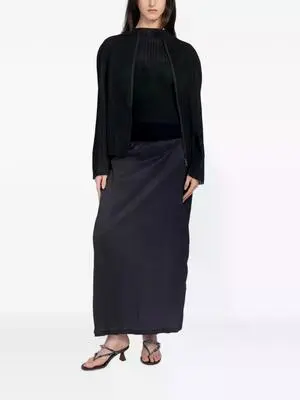 AMOMENTO Pleated Zip-up Cardigan