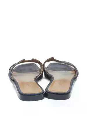 Hermès Oran Flat Leather Sandals - Blue