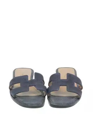 Hermès Oran Flat Leather Sandals - Blue