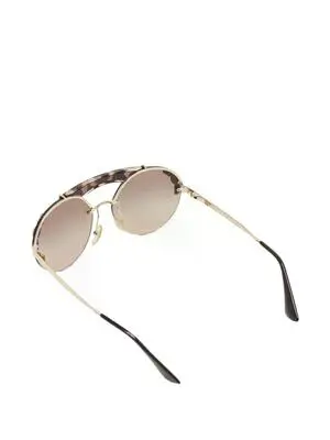 Prada Ornate Crystal-embellished Round-frame Sunglasses - Gold