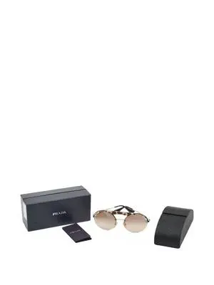 Prada Ornate Crystal-embellished Round-frame Sunglasses