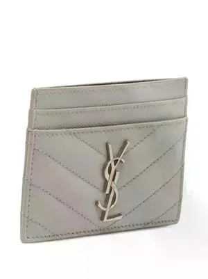 Saint Laurent 2016 Matelassé Monogram Card Holder - Neutrals