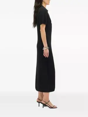Another Tomorrow Pique-knit Button-front Midi Dress