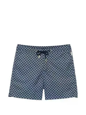 Orlebar Brown Geometric-pattern Drawstring Swim Shorts - Blue