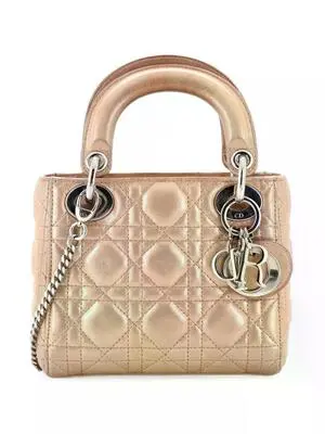 Dior Lady Chain Bag Cannage Quilt Iridescent Leather Mini Satchel - Neutrals