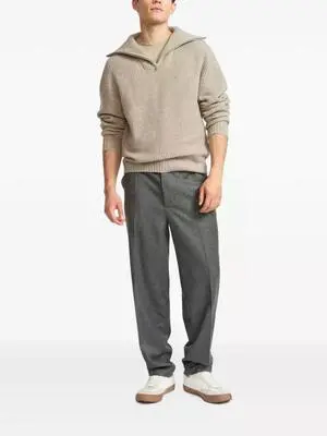 YVES SALOMON Zip-front Ribbed-knit Sweater