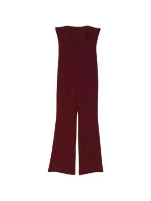 ISABEL SANCHIS Strapless Flared Jumpsuit - Red