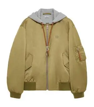 Loewe Anagram Hooded Bomber Jacket - Green